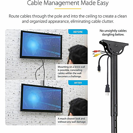 StarTech.com Ceiling TV Mount For 32 to 75 TVs 3.5 to 5 Pole - Office Depot