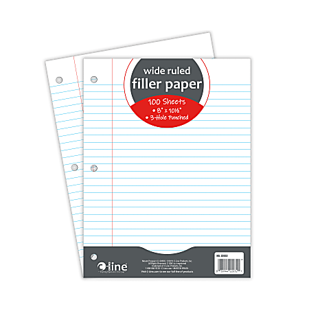 C Line Filler Paper 8 x 10 12 Wide Rule 100 Sheets Per Pack White Case ...