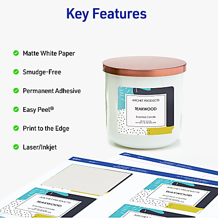 Avery Printable Labels With Sure Feed Square 3 x 3 Matte White Pack Of ...