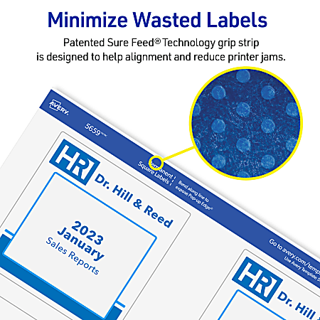 Avery Printable Labels With Sure Feed Square 3 x 3 Matte White Pack Of ...