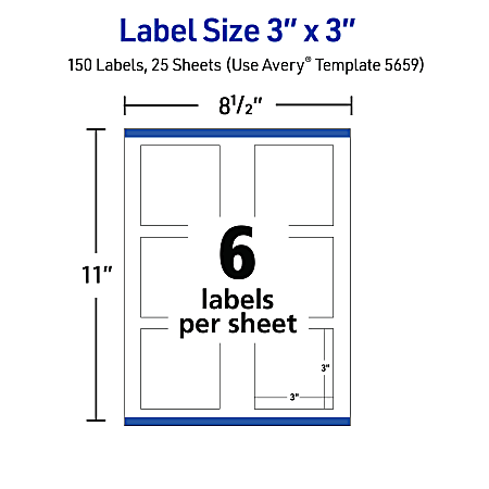 Avery Printable Labels With Sure Feed Square 3 x 3 Matte White Pack Of ...