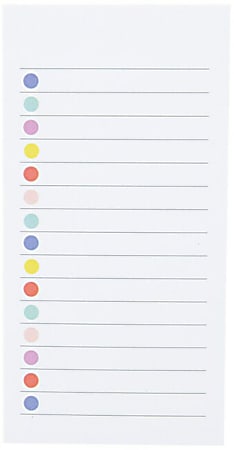Noted by Post itWhite Lined Notes with Colored Dots 100 Total Sheets1 PadPack 2.9 in. x 5.7 in. 100 SheetsPad Office Depot