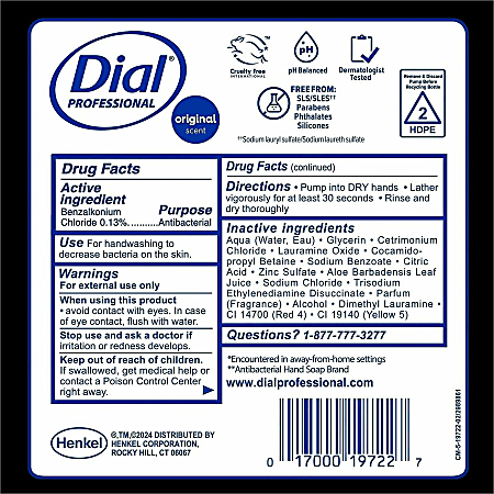 Dial 1700 Universal Dispenser Refills Original Scent 1.80 quart ...