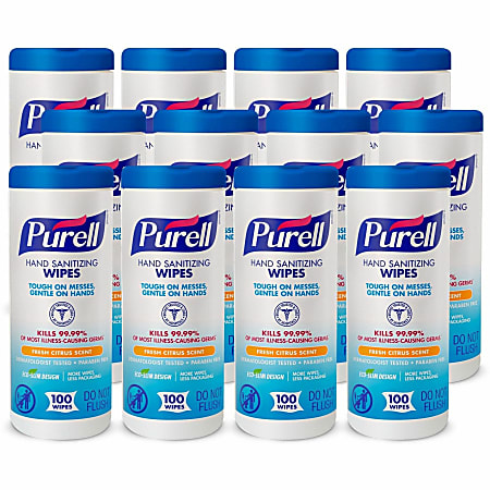 Purell Textured Sanitizing Wipes Fresh Citrus 100 Wipes Per Tub Carton ...