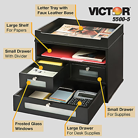 Victor Midnight Black Collection Tidy Tower Organizer - Office Depot