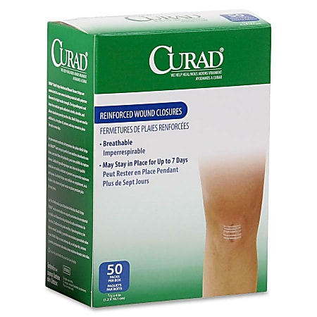 CURAD Sterile Medi Strips Reinforced Wound Closures 12 x 4 White 6 Per ...