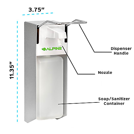 Alpine Wall Mount Hand Sanitizer Dispensers 13 H x 4 W x 9 D Stainless ...