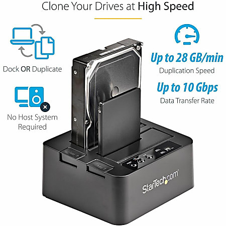 StarTech.com USB 3.1 10Gbps Standalone Duplicator Dock for 2.5 3.5 SATA SSD HDD Drives - Office ...