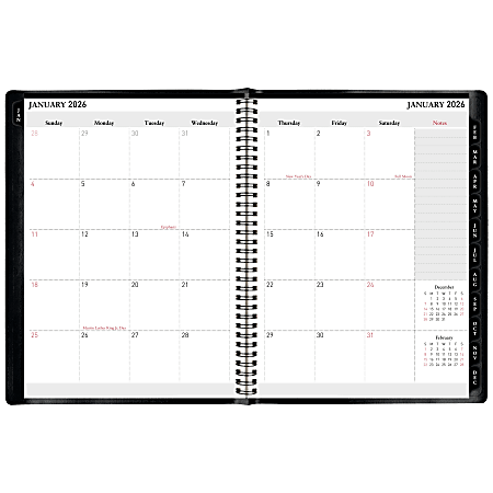 Office Depot Brand Weekly Monthly Planner 8 x 11 Black January 2026 to ...