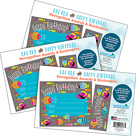 Barker Creek Kai Ola Awards Bookmarks Set 8 12 x 5 12 Happy Birthday ...
