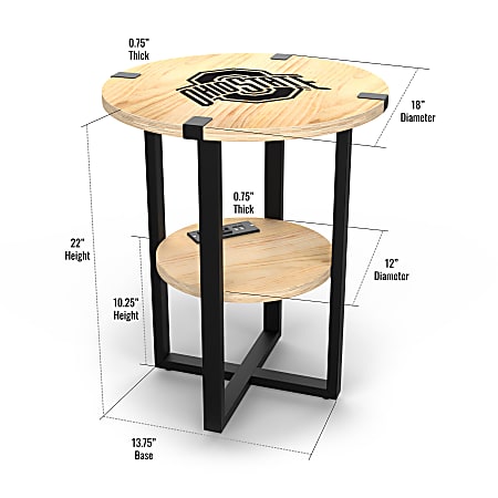 Imperial NCAA Wood Round Side Table With Charger 22 H x 18 W x 18 D ...