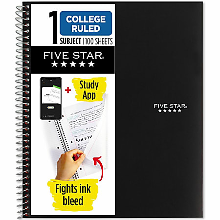 Five Star Wirebound Notebook Plus Study App 1 Subject College Ruled ...