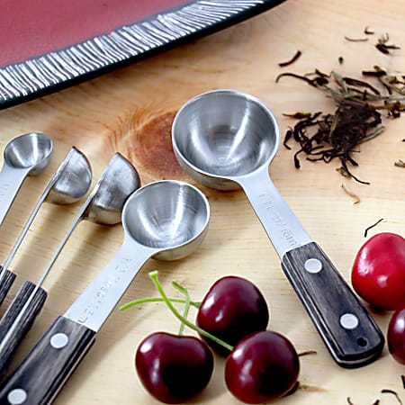 Oster Blakeley 5 Piece Stainless Steel Measuring Spoon Set With Wood ...