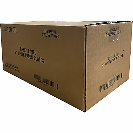 AJM Packaging Green Label Paper Plates 9 White 100 Plates Per Pack Case ...