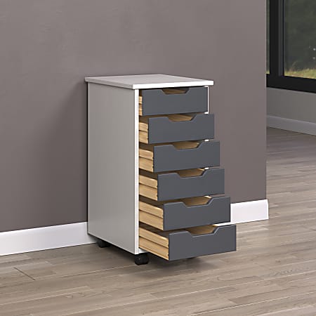 Trendfurn Omnia Narrow Roll Cart 6 Drawers 25 34 x 13 25 WhiteGray ...