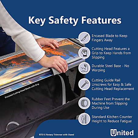 United Commercial Rotary Paper Trimmer With Stand And Fabric Catch Tray ...