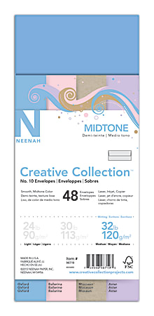 Neenah Creative Collection 10 Envelopes Gummed Seal 32 Lb Mid Tone 4 ...