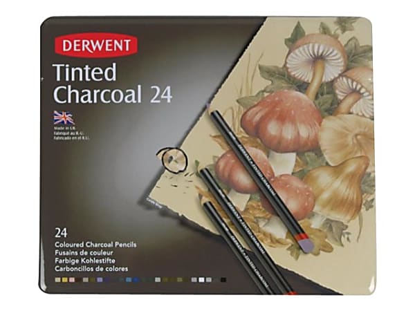 Derwent Tinted Charcoal Pencil Set 8 mm Assorted Colors Set Of 24 ...
