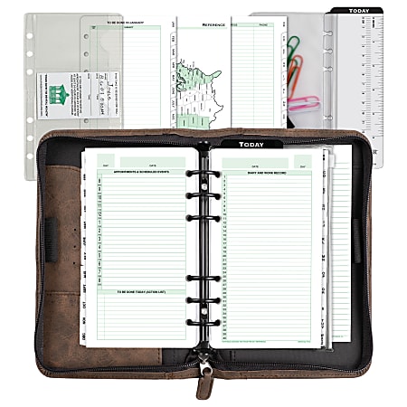 Day Timer Distressed Simulated Leather Planner Organizer Set 3 34 x 6 ...