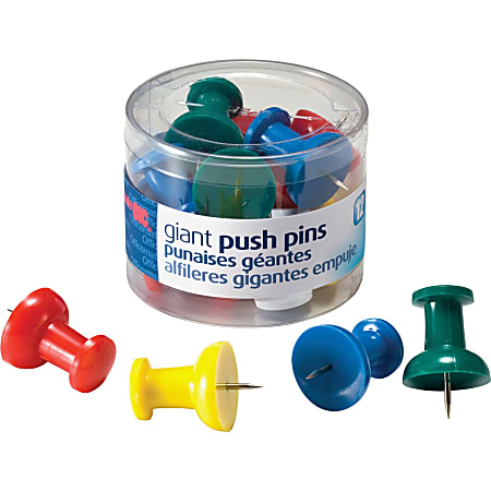 OIC Giant Pushpins Assorted Colors Pack Of 12 - Office Depot