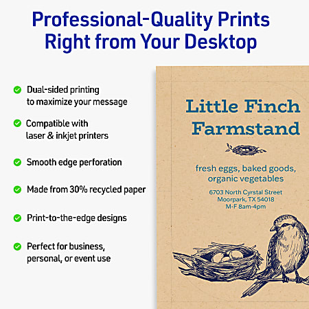 Avery Print To The Edge Flat Cards 3 12 x5 Leaf Kraft Brown Pack Of 100 ...