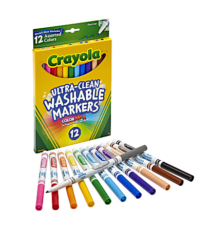 Crayola Washable Markers Thin Line Assorted Classic Colors Box Of 12 ...