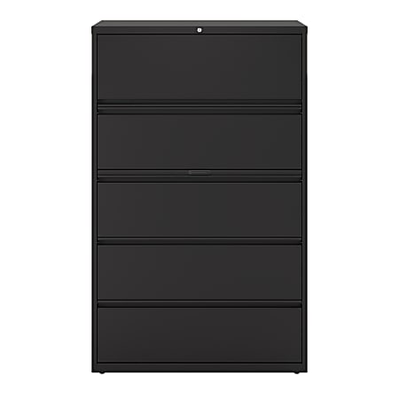 WorkPro 42 W x 18 58 D Lateral 5 Drawer File Cabinet Black - Office Depot