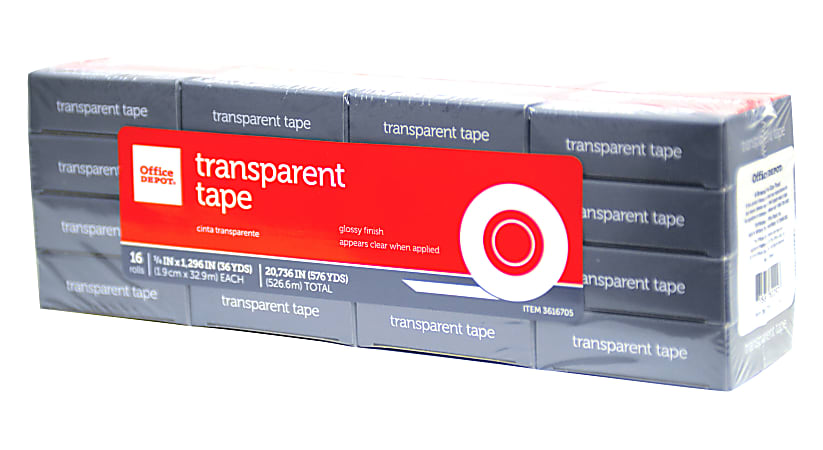 Office Depot Brand Transparent Tape Refills 34 x 1296 Clear Pack Of 16 ...
