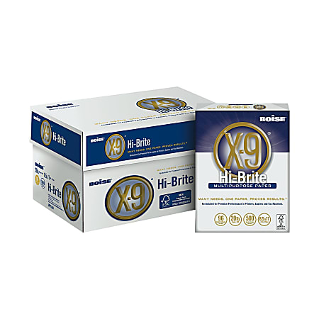 X-9 Hi Brite Multipurpose Paper, 96 Bright, 5000 Sheets/Carton, Letter ...