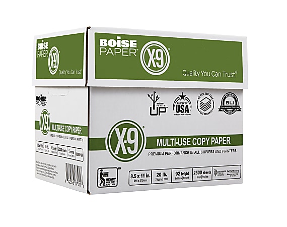 Boise X 9 Multi Use Printer Copy Paper 5 Reams White Letter 8.5 x 11 ...