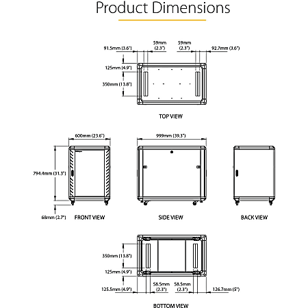 StarTech.com 15U Server Rack Cabinet Includes Casters and Leveling Feet ...