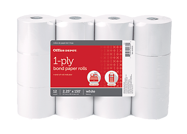 Office Depot Brand Paper Rolls 2 14 x 150 White Pack Of 12 - ODP ...