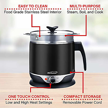 Brentwood Stainless Steel Cordless Electric Hot Pot Cooker And Food ...