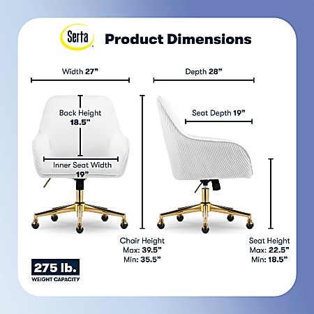 Serta Chloe Ergonomic Fabric Mid Back Home Office Chair Off White ...