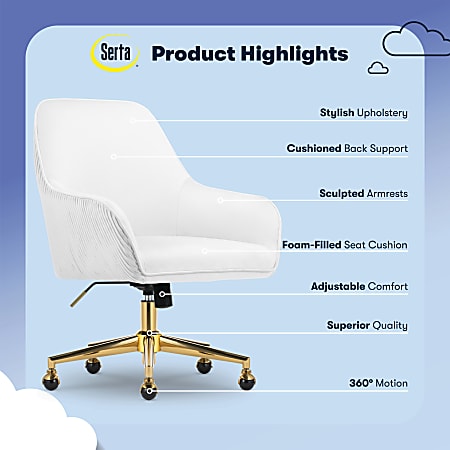 Serta Chloe Ergonomic Fabric Mid Back Home Office Chair Off White ...