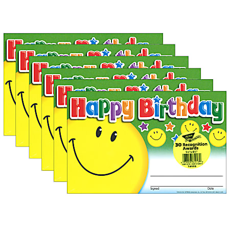 TREND Recognition Awards Happy Birthday Smile 30 Per Pack Set Of 6 ...