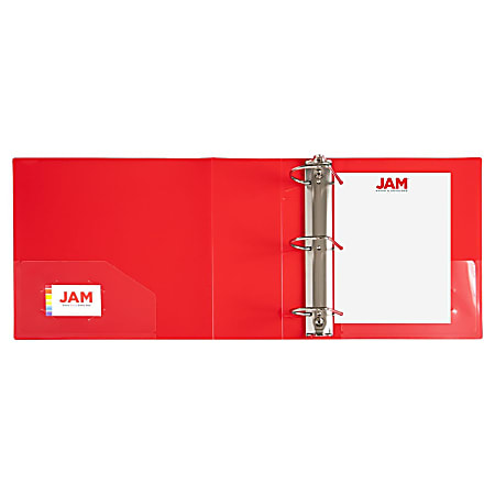 JAM PAPER 3 Ring Plastic Binder 4 inch Red Sold Individually - Office Depot