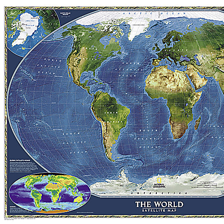 National Geographic World Satellite Map Laminated 43.5 x 30.5 - Office ...