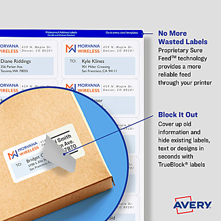 Avery TrueBlock Shipping Labels With Sure Feed Technology 5168 ...