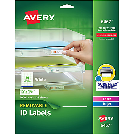 Avery® Removable ID Labels With Sure Feed® Technology,