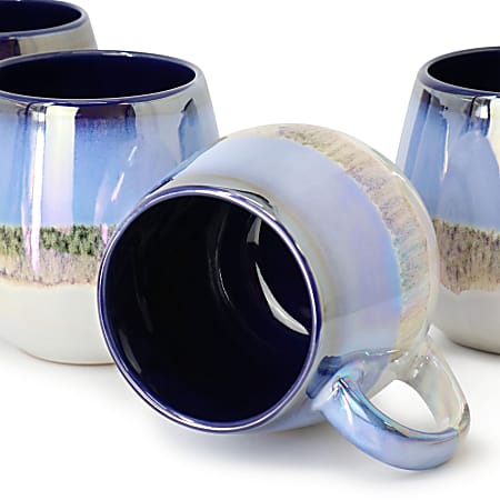 Meritage Luster 4 Piece Reactive Glaze Stoneware Mug Set 19.8 Oz ...