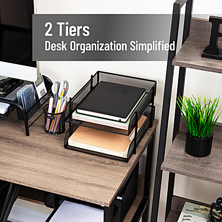 Mind Reader 2 Tier Metal Stackable Paper Tray 7 12 H x 10 12 W x 13 14 ...