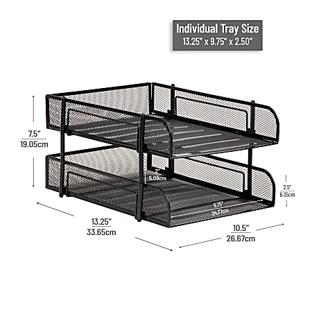 Mind Reader 2 Tier Metal Stackable Paper Tray 7 12 H x 10 12 W x 13 14 ...