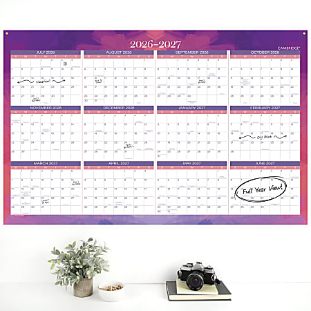 Mead Cambridge Filbert 2026 2027 Erasable Wall Calendar Reversible ...