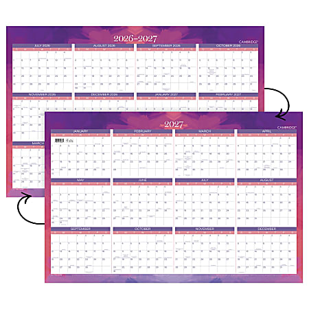 Mead Cambridge Filbert 2026 2027 Erasable Wall Calendar Reversible ...