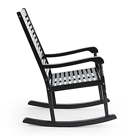 PHI VILLA Outdoor Acacia Wood Rocking Chair Black - Office Depot