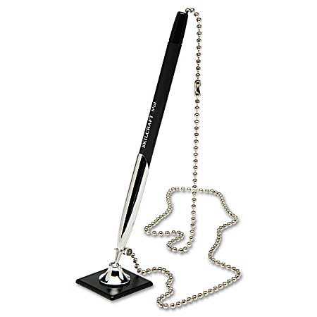 SKILCRAFT Chain Pen With Holder And Base Medium Point Black Barrel ...