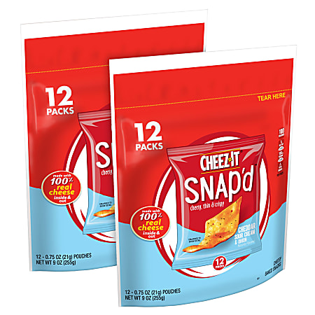 Cheez It Snapd Sour Cream 0.75 Oz 12 Bags Per Pack Case Of 2 Packs ...