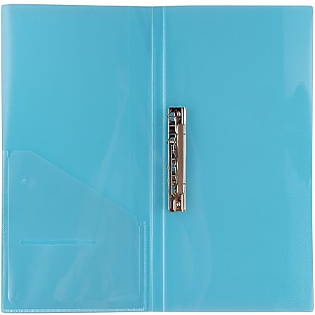 JAM PAPER Plastic Clamp Binder, 0.75 inch, Blue, Sold Individually