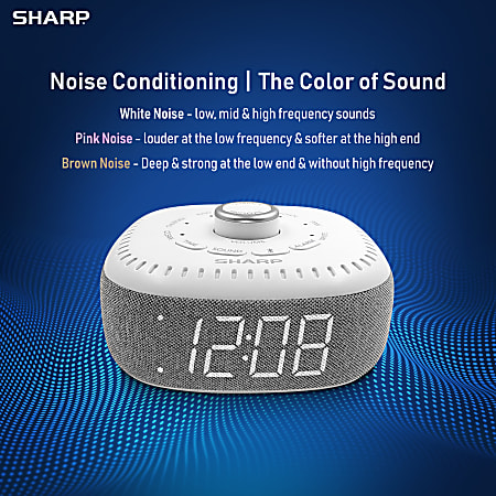 Sharp White Noise Machine Alarm Clock with Bluetooth Speaker 2 38 H x 5 ...